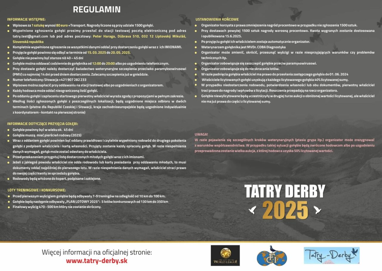 TATRY-DERBY 2025. Rules and Regulation - oneloftracingworldleague